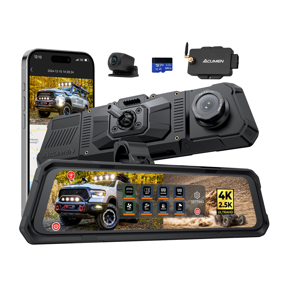 Acumen Camera The Legend 2ch Waterproof Mirror DVR Switching System ...