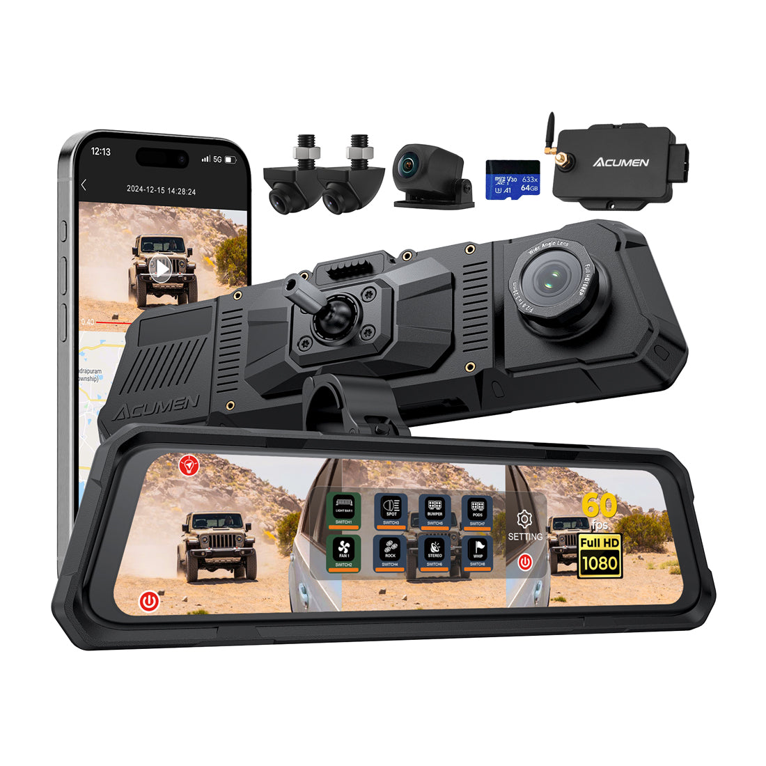 Acumen Camera The Legend 4ch Waterproof Mirror DVR Switching System ...